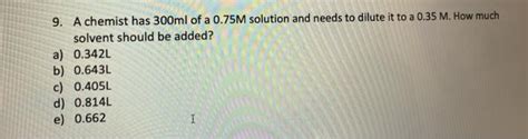 Solved 1 What Is The Molarity Of A 1l Solution Composed Of