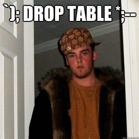Drop Table Scumbag Steve Quickmeme