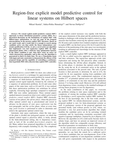 Pdf Region Free Explicit Model Predictive Control For Linear Systems