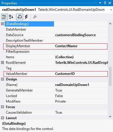 Data Binding WinForms DomainUpDown Control Telerik UI For WinForms