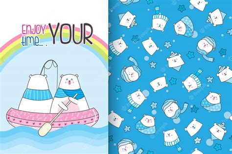 Premium Vector Hand Drawn Cute Bear With Pattern Vector Set Vector