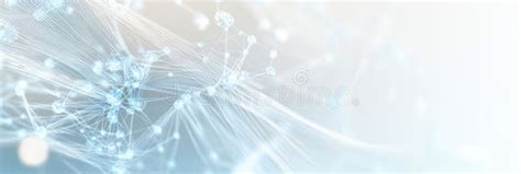 Molecular Structure With Interconnected Spheres Scientific Concept Soft Blue White Hues Stock