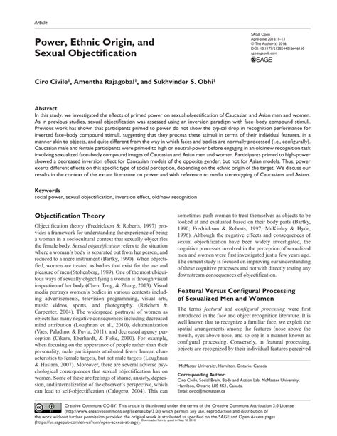 PDF Power Ethnic Origin And Sexual Objectification