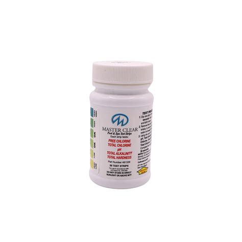 Bottle Of Master Clear Water Testing Strips On A White Background