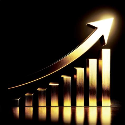 Ascending Golden Bar Chart With An Upward Arrow D Illustration Of An Ascending Bar Graph With