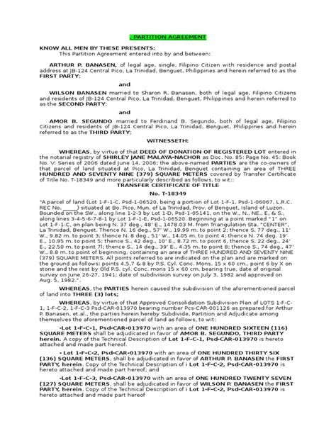 Partition Agreement Real Property Law Surveying