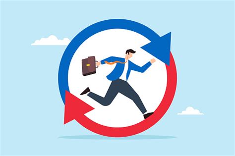 사업가 원형 화살표 다이어그램 작업 습관 수명주기 일상 생활 효율성 절차 또는 성공을위한 과정에 달리는 사업가의 평면 그림 개념에 대한 스톡 벡터 아트 및 기타 이미지