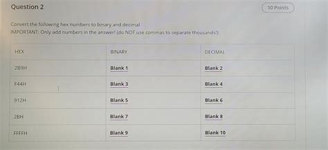 Solved Question 2convert The Following Hex Numbers To Binary