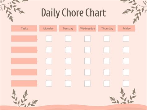 Page Free Customizable Chore Chart Templates To Print Canva