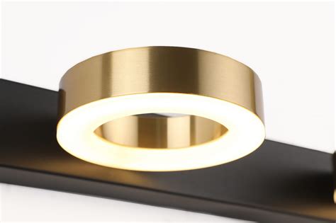 Kinkiet Led Czarno Złoty Miedziany Metal Akryl Trzy Klosze Okrągłe 55 Cm