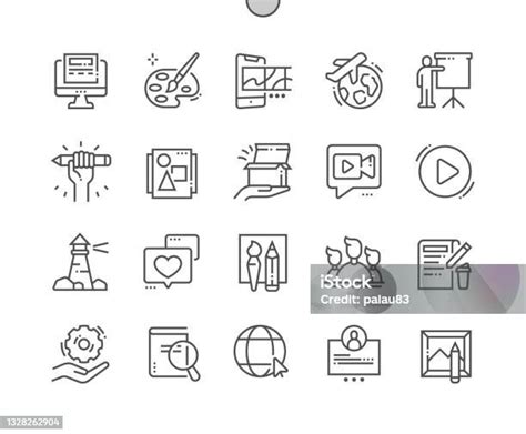 소셜 미디어 하이라이트 그것은 블로거에 적합합니다 이야기 내 디자인 우리에 대해 리뷰 포트폴리오 포장 풀 풀 기 및 기타 픽셀 완벽한 벡터 얇은 선 아이콘 간단한 최소 그림