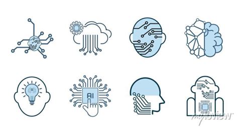 Set Of Artificial Intelligence Ai Icons Symbols In Groups Of