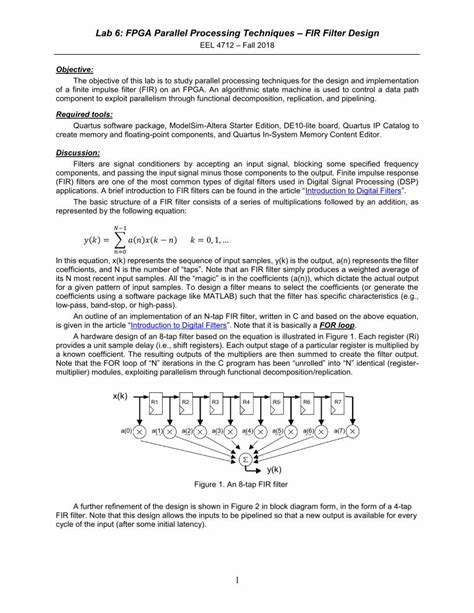 pdf lab 6 fpga parallel processing techniques fir filter design