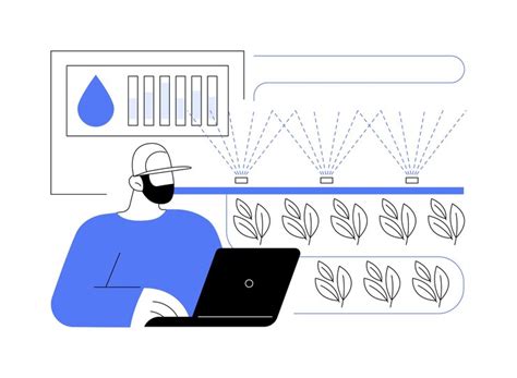 Premium Vector Drip Irrigation Abstract Concept Vector Illustration Farmer With Laptop