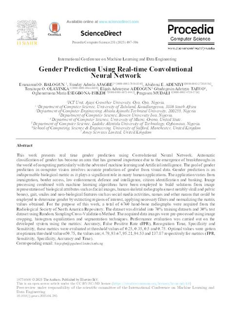 Gender Prediction Using Real Time Convolutional Neural Network