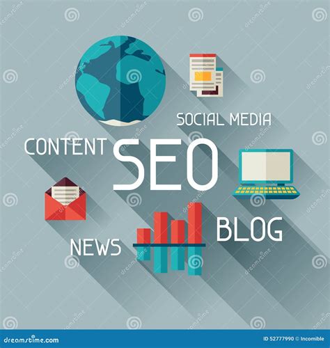 Seo Concept Illustration In Flat Design Style Stock Vector