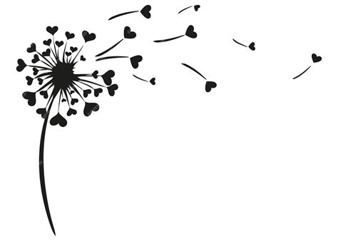 Premium Vector Dandelion Flower With Hearts Love Concept Isolated On