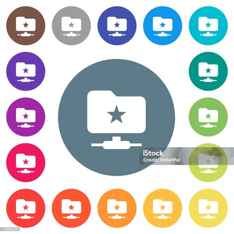 Marked Ftp Flat White Icons On Round Color Backgrounds Stock Illustration Download Image Now