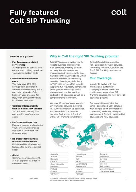 Pdf Fully Featured Colt Sip Trunking · Fully Featured Colt Sip Trunking Benefits At A Glance