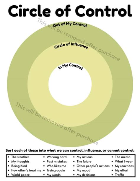Circle Of Control Worksheet Sel Coping Skills Anxiety Management Cbt