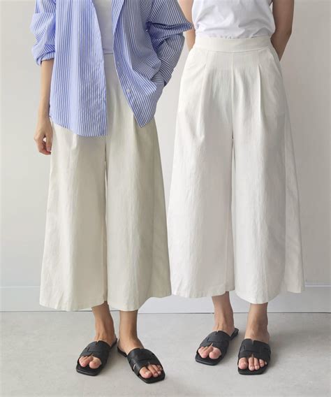 르모아 린넨 여름 9부 키작녀 핀턱 밴딩 와이드 팬츠 4color 화이트 블랙 베이지 진청 봄 여름 엄마 등원룩 여성 여자 편한 시원한 고무줄 쿨링 치마 8부 통 마 바지