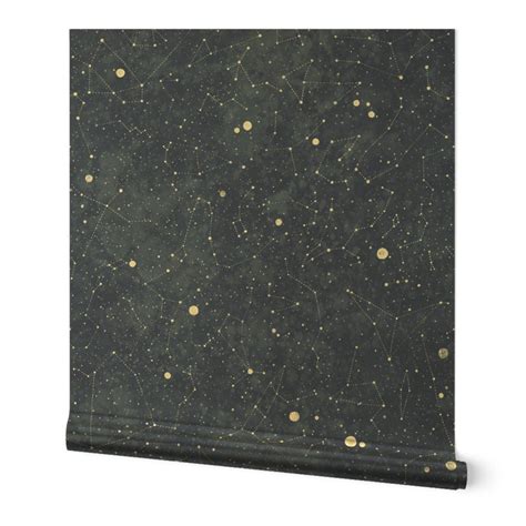 Night Sky Gold Or Silver Metallic Wallpaper Constellations By Rebecca