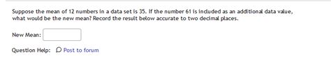 Solved Suppose The Mean Of Numbers In A Data Set Is Chegg Com