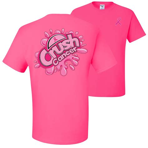 Crush Cancer Breast Cancer Awareness Front And Back Mens T Shirts
