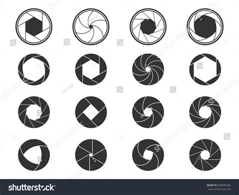 Set Camera Shutter Aperture Icons Stock Vector Royalty Free 668090266 Shutterstock