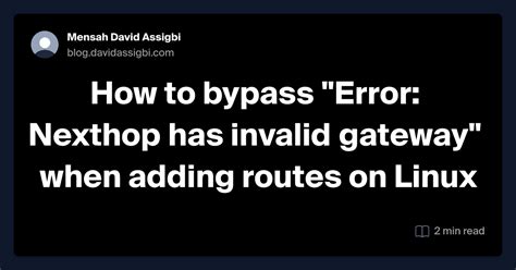 How To Bypass Error Nexthop Has Invalid Gateway When Adding Routes On Linux