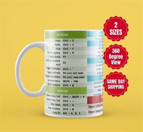 Excel Mug Excel Shortcuts Cheat Sheet Mug Excel Cheat Sheet Spreadsheet Gift Mug Gift For