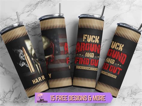 20 Oz Skinny Tumbler Wrap Fuck Around And Find Out Freedom Etsy
