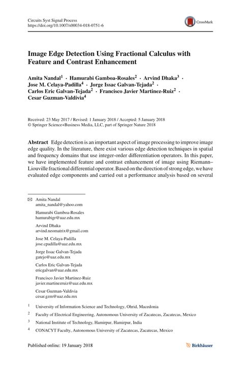 Pdf Image Edge Detection Using Fractional Calculus With Feature And Contrast Enhancement