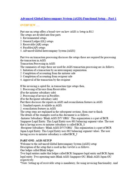 Advanced Global Intercompany System Agis Pdf Accounts Payable Invoice