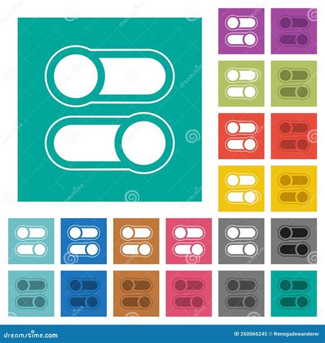 Horizontal Toggle Switches Alternate Square Flat Multi Colored Icons Stock Vector Illustration