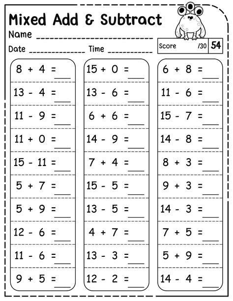 Math Drills Addition And Subtraction Single Digit Addition Sheets Within 20 Math Addition