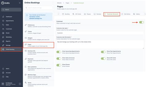 enabling customer accounts ovatu help guides