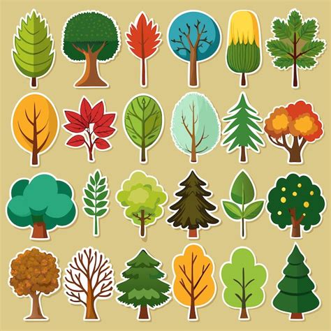 Diverse Tree Sticker Collection 20 Natureinspired Tree And Leaf Designs