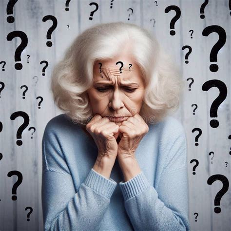 Confused Embarrassed Worried And Depressed Elderly Woman Surrounded