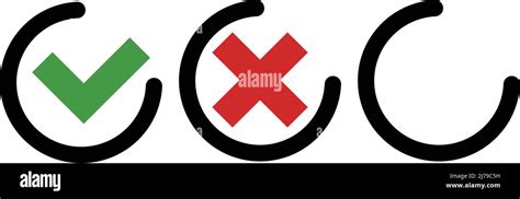 An Icon Set Of A Check Mark A Cross Mark And A Blank Mark Editable Vector Stock Vector Image