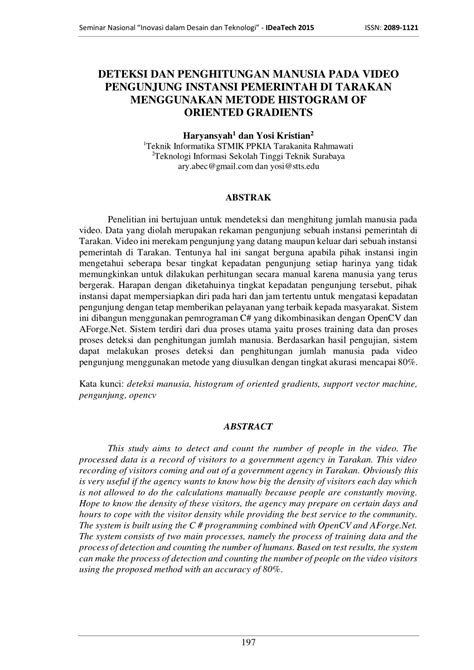Pdf Deteksi Dan Penghitungan Manusia Pada Video Pengunjung Instansi Pemerintah Di Tarakan