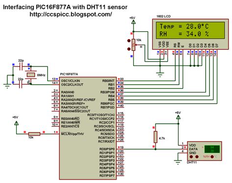 Interfacing Pic16f877a With Dht11 Rht01 Sensor Proteus Simulation