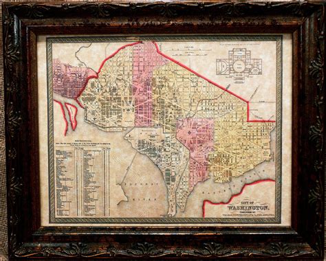 City Of Washington Dc Map Print Of An 1850 Map On Parchment Paper Etsy