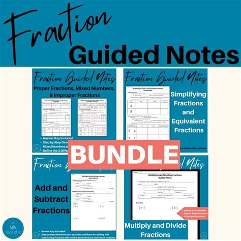 Fraction Guided Notes Bundle Fractions Math Guided Notes Math