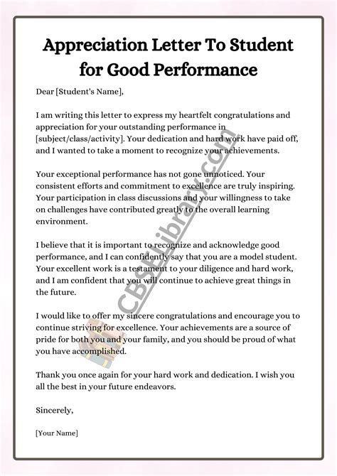 Appreciation Letter Format Sample How To Write Appreciation Letter Cbse Library