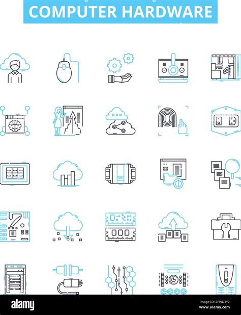 Computer Hardware Vector Line Icons Set Computer Hardware Monitor Keyboard Mouse Cpu Ram