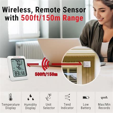 Thermopro Tp60 Wireless Indoor Outdoor Temp And Humidity Monitor 500ft