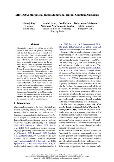 Pdf Mimoqa Multimodal Input Multimodal Output Question Answering