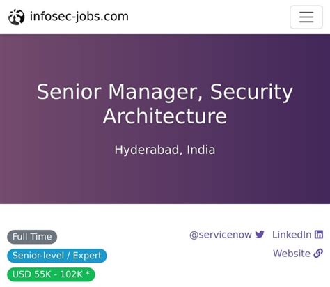 Hiring Senior Manager Security Architecture In Hyderabad India R