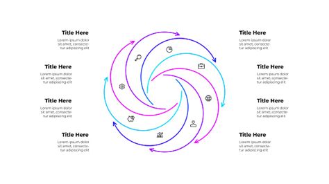 Line Infographic Diagram Featuring A Circular Workflow With 8 Arrows And Icons Business Concepts